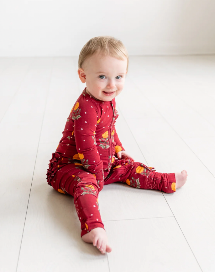 Golden Blooms Convertible Ruffle Zippy – The Little NY